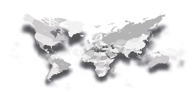 Modern Political Map of World. Distorted Design with Bent Corners and ...