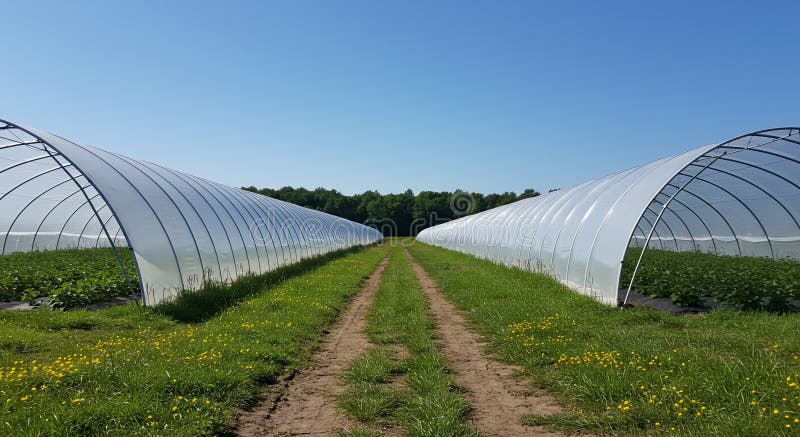 Modern Poly Tunnels for Protected Crop Cultivation Stock Illustration ...