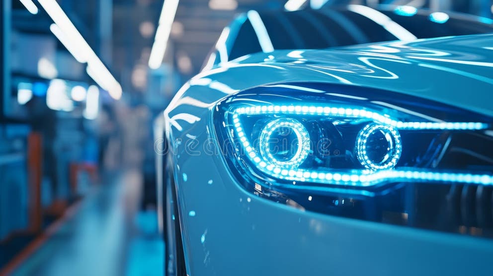 Modern Polycarbonate Headlights Featuring Advanced LED Technology Stock ...