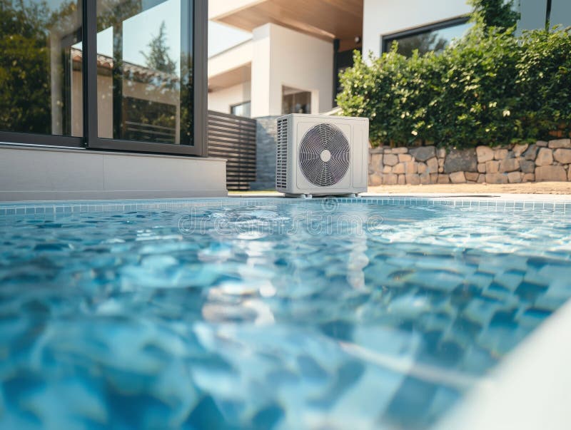 Modern Poolside with Air Conditioning Unit Stock Photo - Image of unit ...