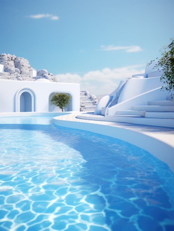 Modern Poolside Architecture Under Clear Sky Stock Photo - Image of ...