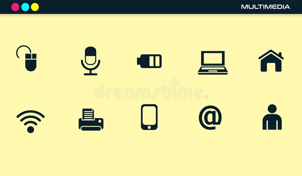 Modern Popular Multimedia Icon Set Stock Vector - Illustration of ...
