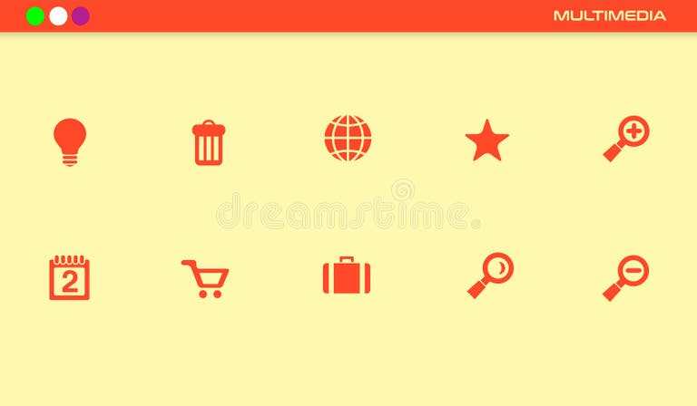 Modern Popular Multimedia Icon Set Stock Vector - Illustration of ...