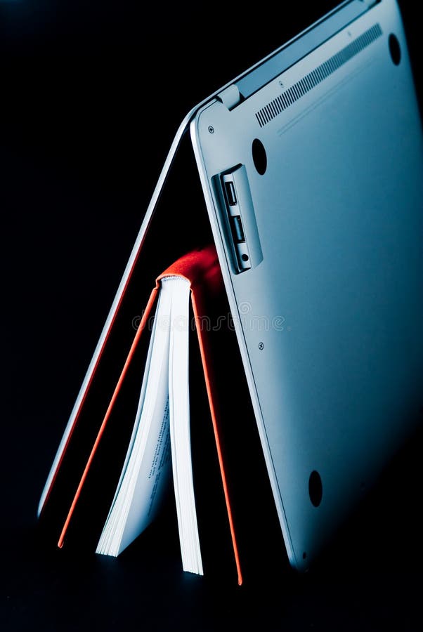 Modern Portable Computer and Book Stock Photo - Image of isolated ...