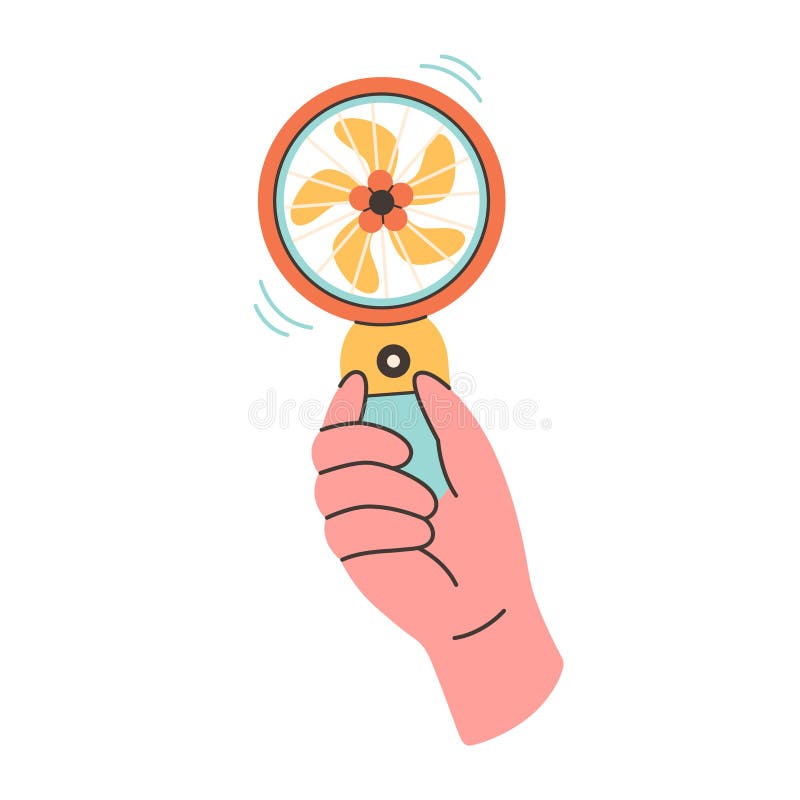 Modern Portable Fan. Table Fan, Hand Fan. Mini Electric Fan. Vector ...