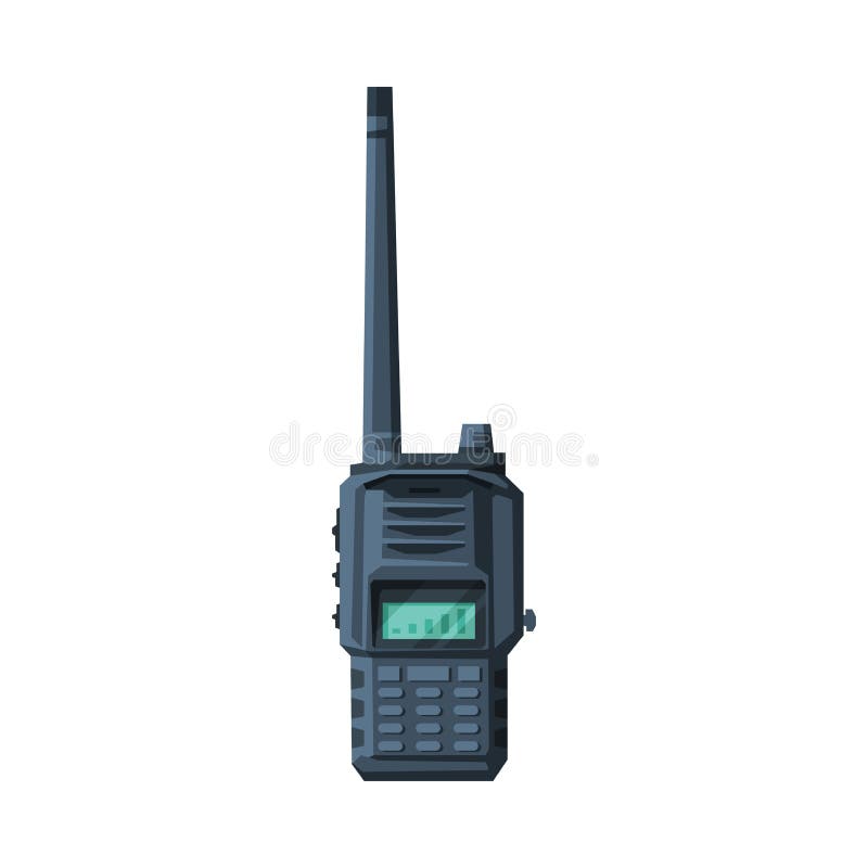 Modern Portable Handheld Radio Transmitter with Screen and Antenna Flat ...