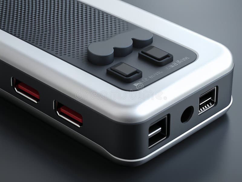 Modern Portable Power Bank with Sleek Design and Usb Ports Stock ...