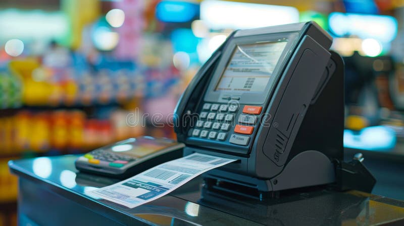 A Modern POS System with a Receipt Printing Out Symbolizing Retail ...