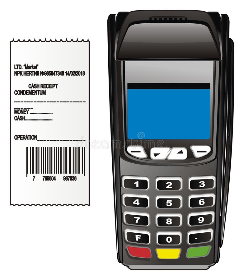 POS terminal and check stock illustration. Illustration of isolated ...