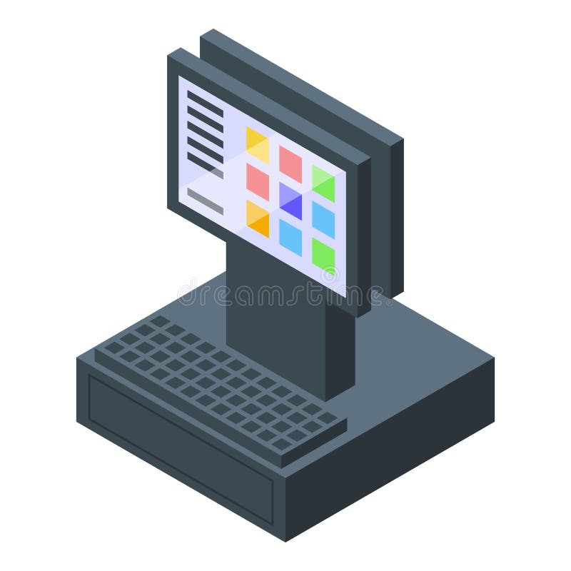 Modern Pos Terminal Showing Point of Sale System Stock Illustration ...