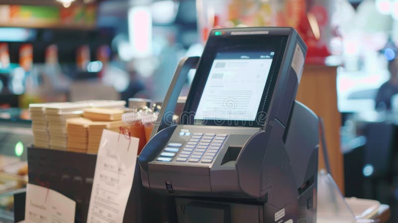 A Modern POS Terminal with a Touchscreen Display Keypad and Card Reader ...