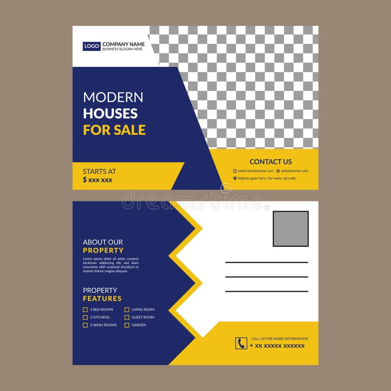 Modern Post Card Design. Creative Template Display for Promotional ...