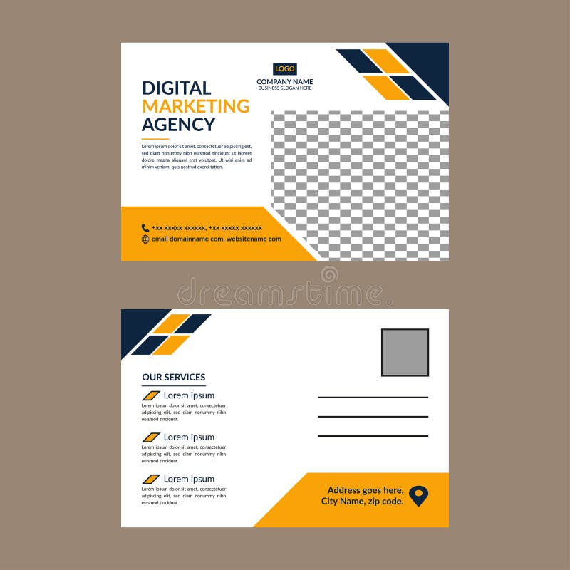 Modern Post Card Design. Elegant Template Display for Promotional ...