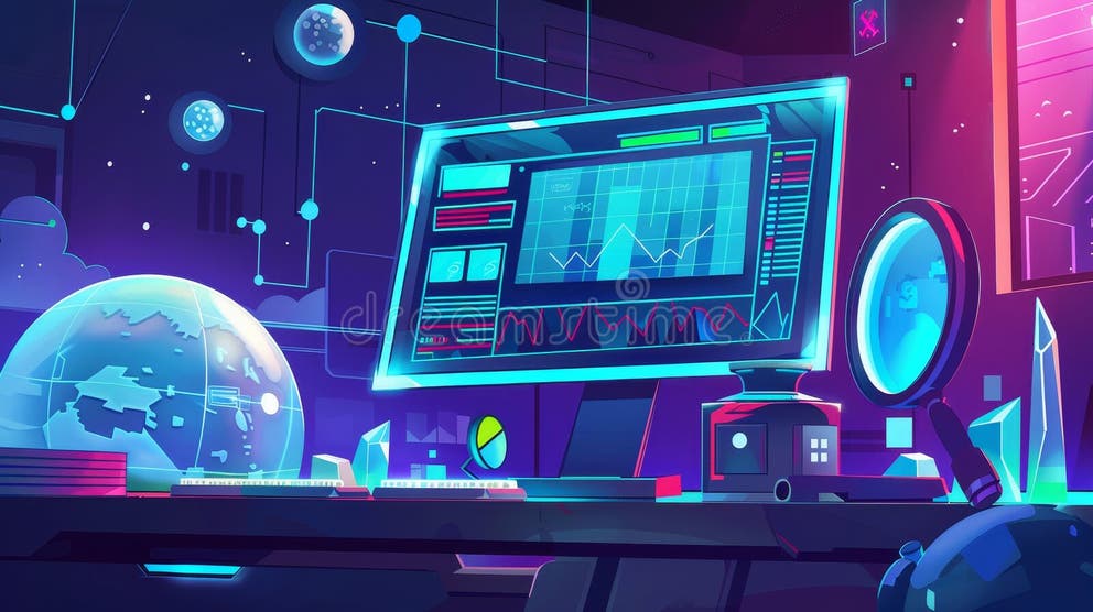 Modern Poster of HRIS Cartoon. it and HR Technologies, Computer Screen ...