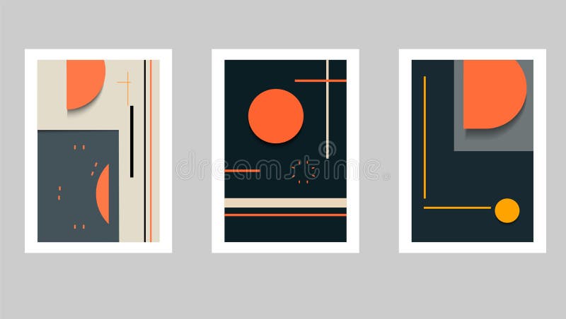 Modern Posters in Brutalist Style with Geometric Shapes Stock Vector ...