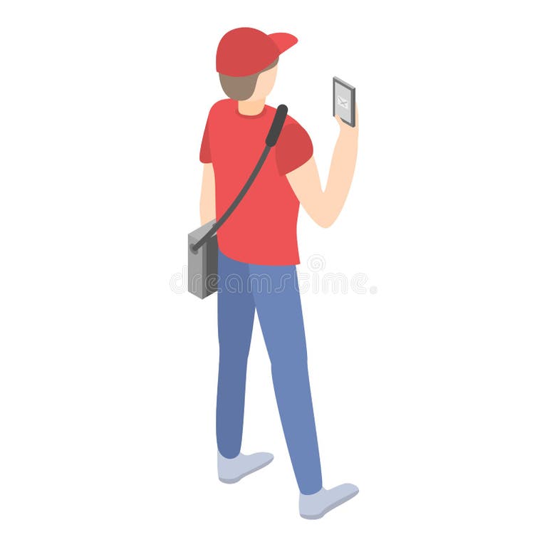 Modern Postman Icon, Isometric Style Stock Vector - Illustration of ...
