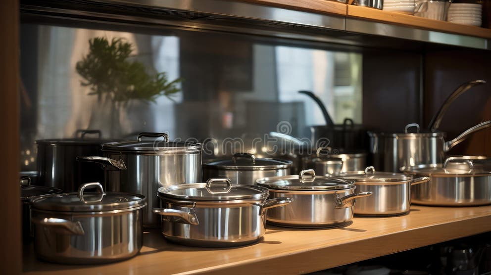 Modern pots kitchen stock illustration. Illustration of pots - 343545927