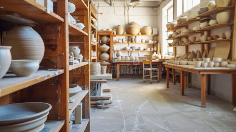 Modern Pottery and Ceramics Studio Stock Illustration - Illustration of ...