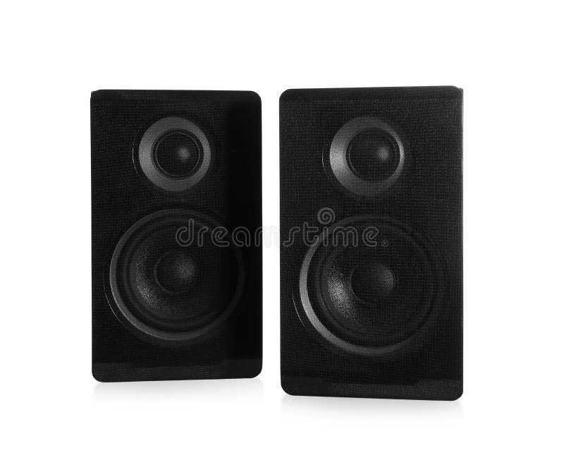 Modern Powerful Audio Speakers on White Background Stock Image - Image ...