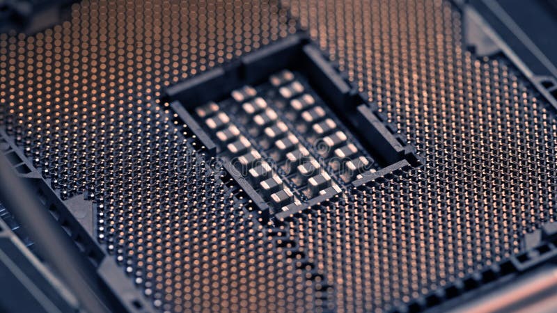Modern Powerful CPU Processor Socket Close Up. Digital Technology ...