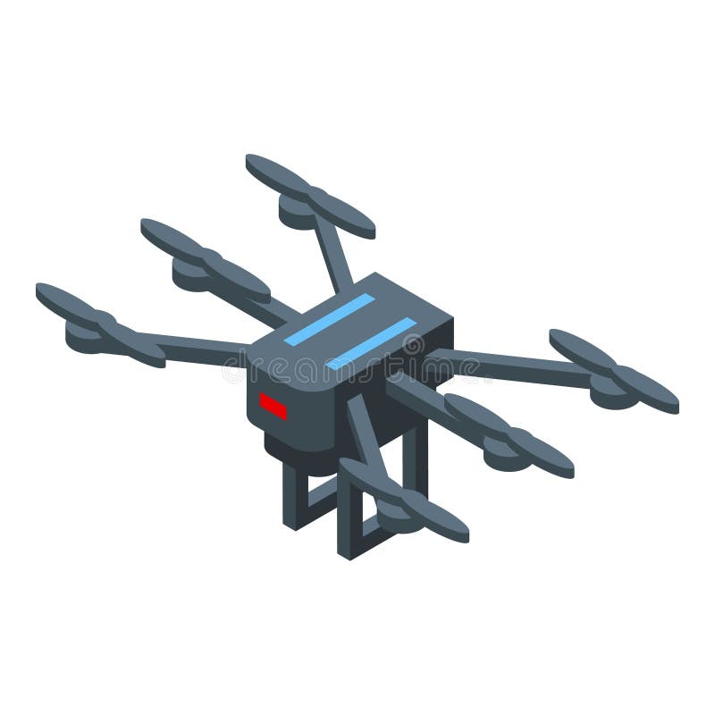 Modern Powerful Drone Flying with Rotating Propellers Isometric View ...