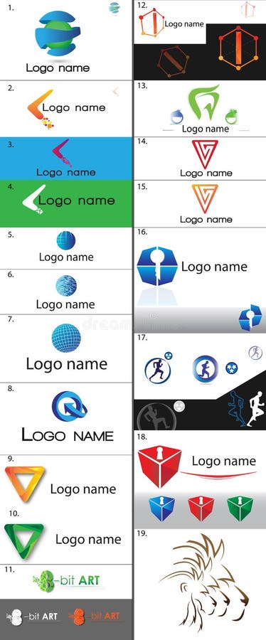 Different Types of Modern Logos, with Clean Design Stock Illustration ...