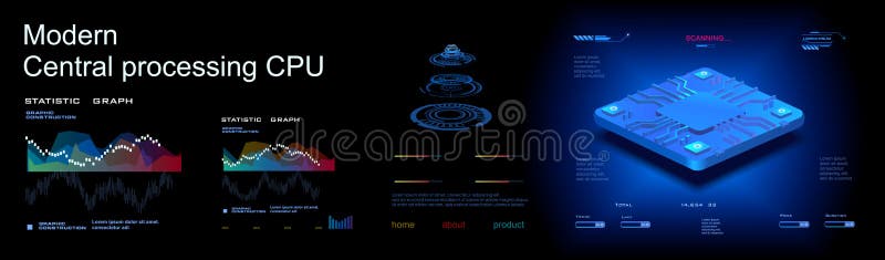 Modern Powerful Processor of the New Generation. Realistic 3D Model of ...