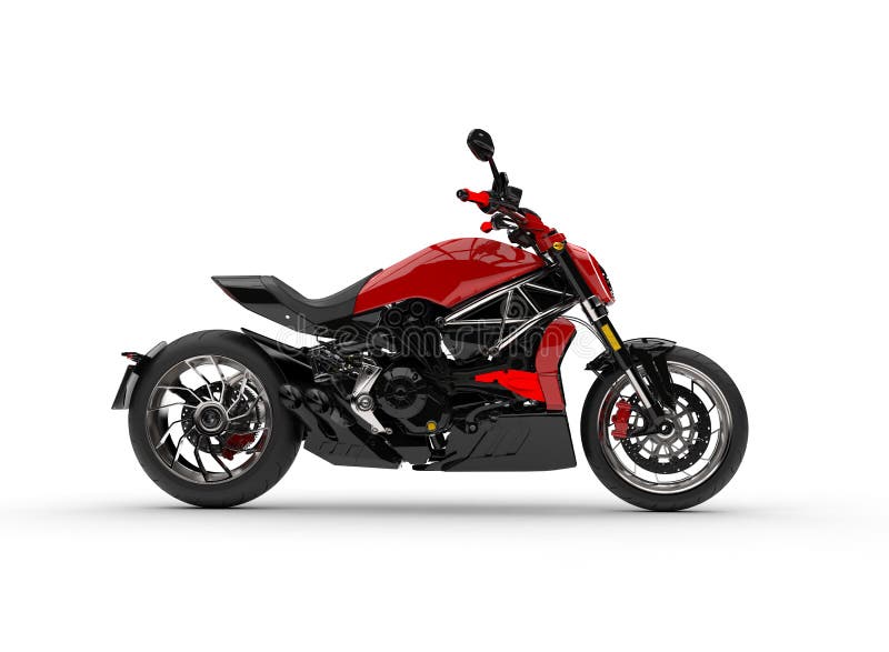 Modern Powerful Red Motorcycle - Side View Stock Illustration ...