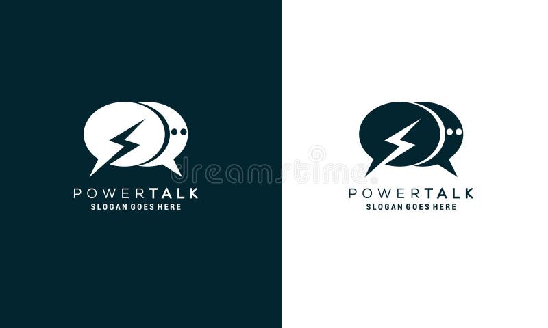 Modern PowerTalk Logo. Dynamic Speech Bubble and Lightning Branding Stock Vector - Illustration ...