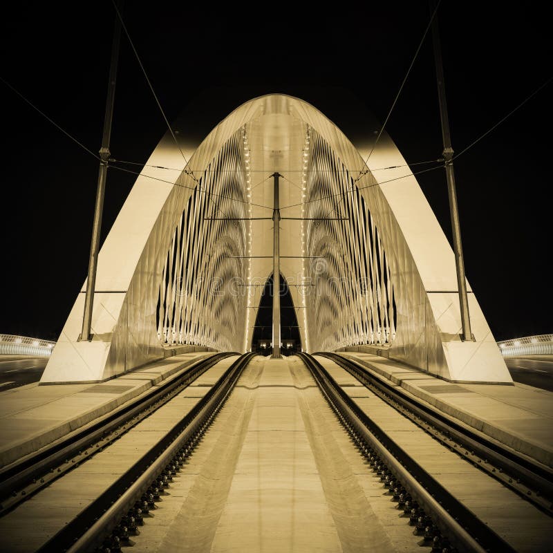 Modern Prague Bridge Over the Vltava River Stock Photo - Image of river ...