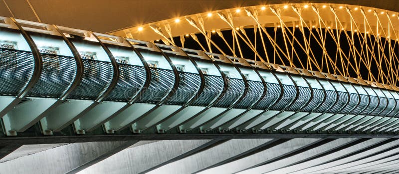 Modern Prague Bridge Over the Vltava River Stock Image - Image of moder ...