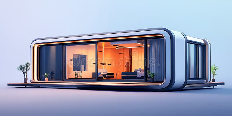 Modern Prefab Tiny House Smart Home Design Architecture Stock ...