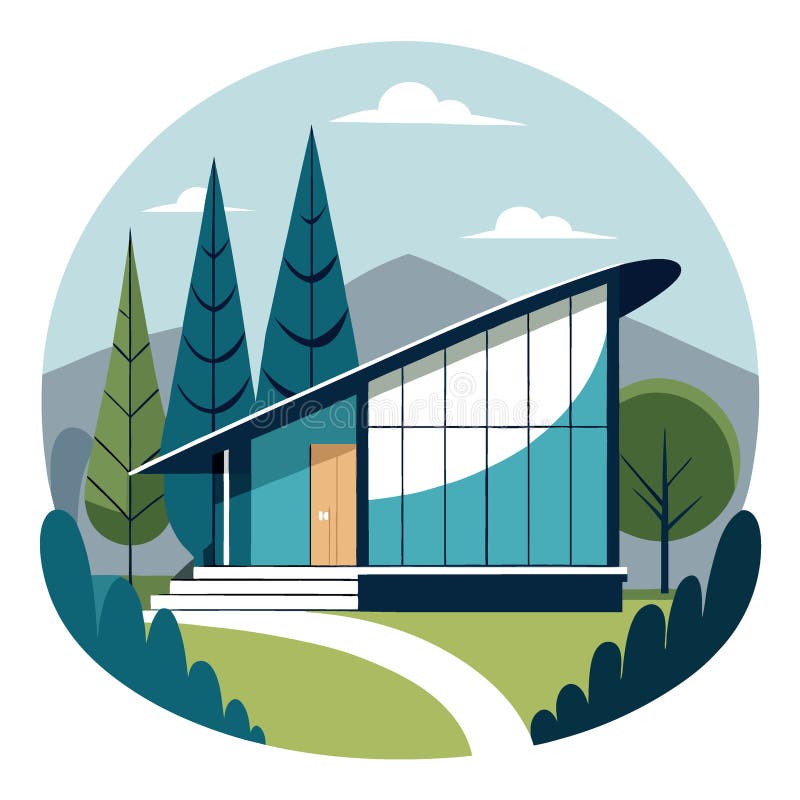 A Modern. Prefabricated Home with a Curved Design and Large Windows ...