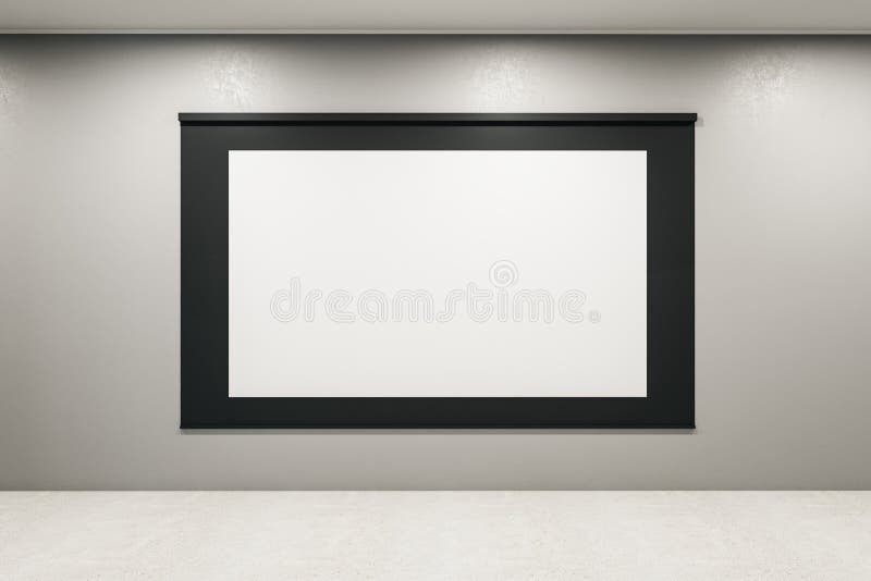 Modern Presentation Interior with Blank White Screen Stock Illustration ...