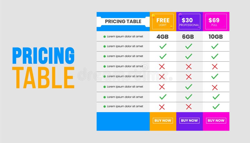 Modern Pricing Plans Template Elements Vector. Isolated Pricing or ...