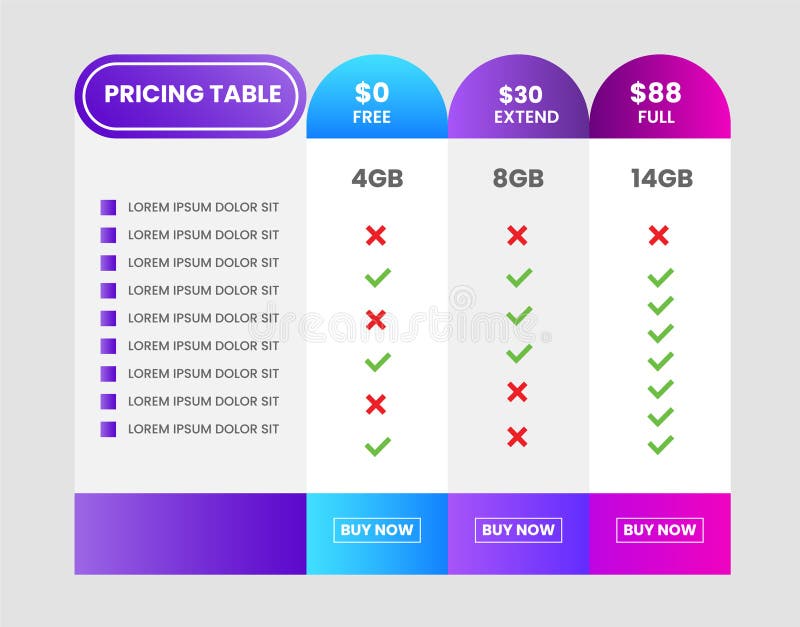 Modern Pricing Plans Template Elements Vector. Isolated Pricing or ...