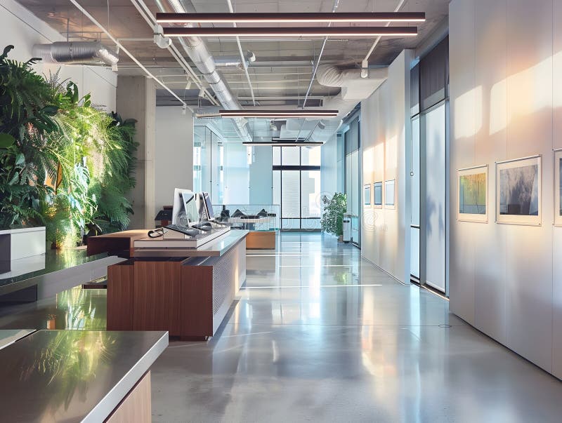 Modern Print Design Studio with Sleek Digital Workspaces and Serene ...