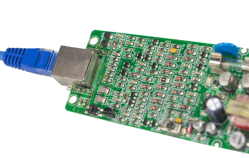 Modern Printed-circuit Board with Electronic Components on White Stock ... Modern Printed-circuit Board with Electronic Components on White Stock ...