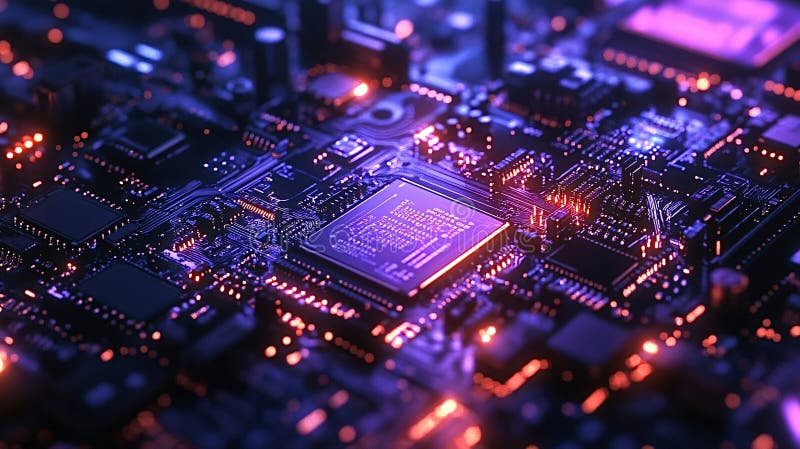 Modern Printed Circuit Board Showing Processor Computing Power Stock ...