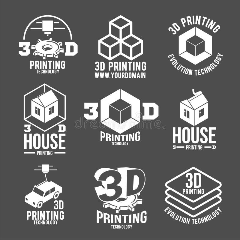Modern Printer Badges, Logotypes and Icons Stock Vector - Illustration ...