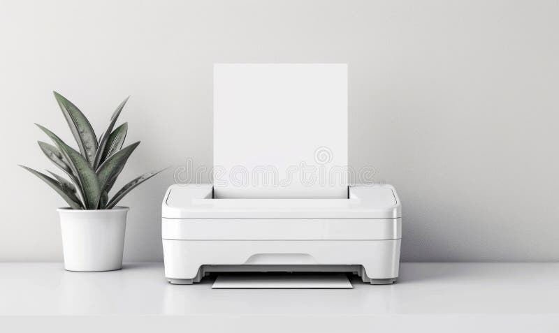 Modern Printer with Blank Paper in Minimalist Setting. Generative Ai ...