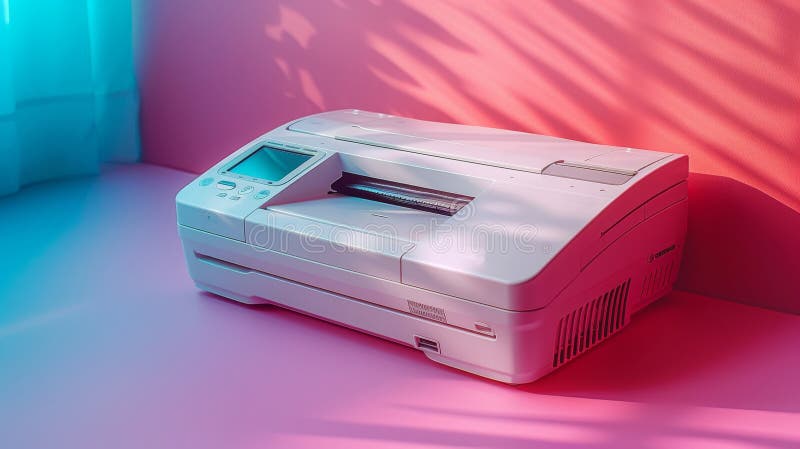 Modern Printer Copier Machine on Colorful Background with Shadows Stock ...