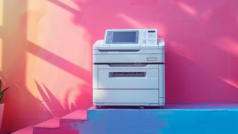 Modern Printer Copier on Vibrant Colorful Background in Sunlight Stock ...