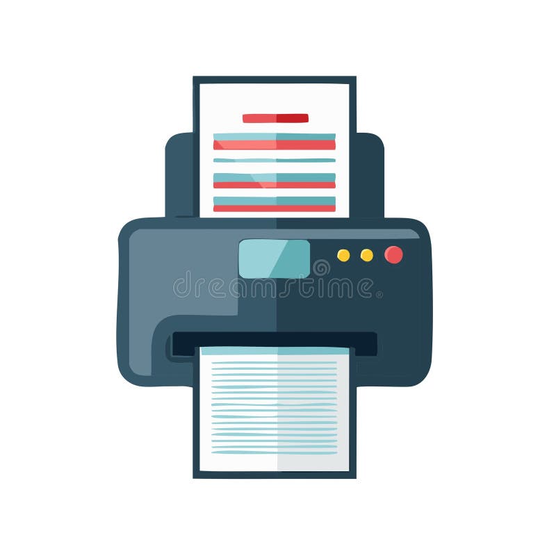 Modern Printer Machine Printing Document Pages with Stylized Text and ...