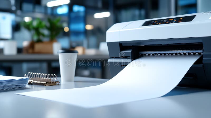 Modern Printer Printing Document in Contemporary Office Environment ...
