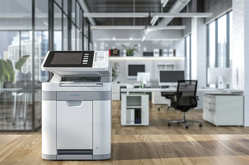 Modern Office Printer in a Stylish Workspace Stock Illustration ...