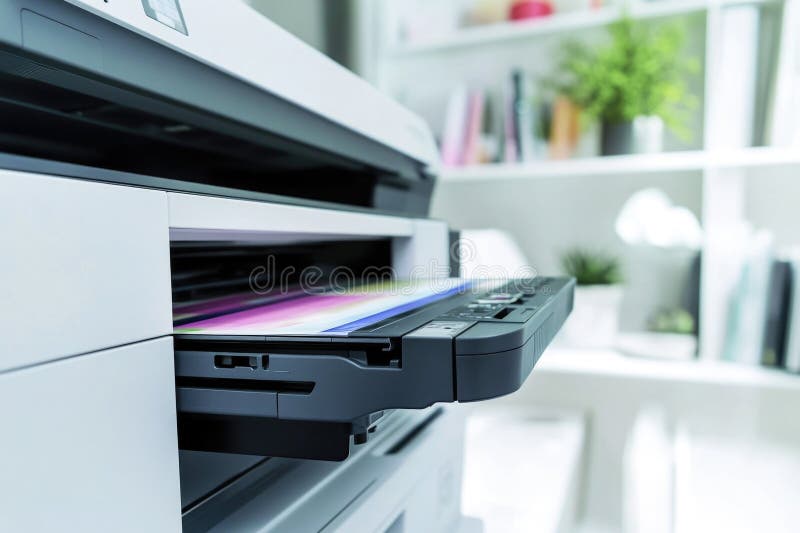 A Modern Printer Sitting on a Desk, Ready To Use Stock Photo - Image of ...
