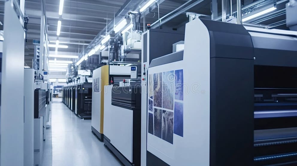 Modern Printing Machines Operating in Printing House Stock Image ...