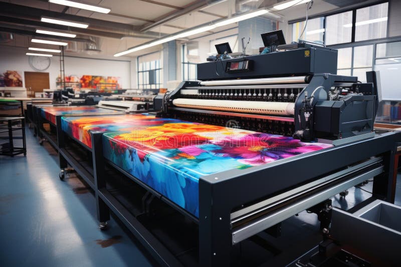 Modern Printing Press with Color Printing. Stock Illustration ...