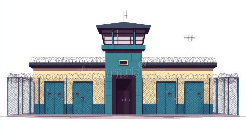 Modern Prison Facility Featuring Watchtower, Barbed Wire, and Secure ...
